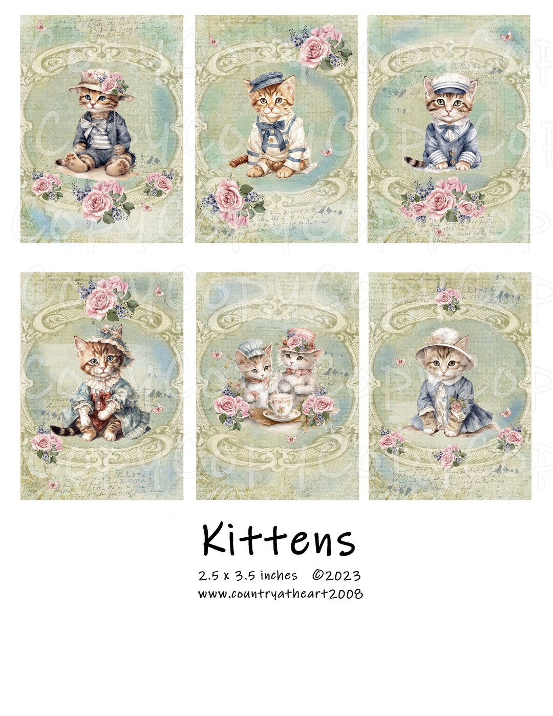 Kittens - INSTANT DOWNLOAD - Collage Sheet - Printable Download - Gift ...
