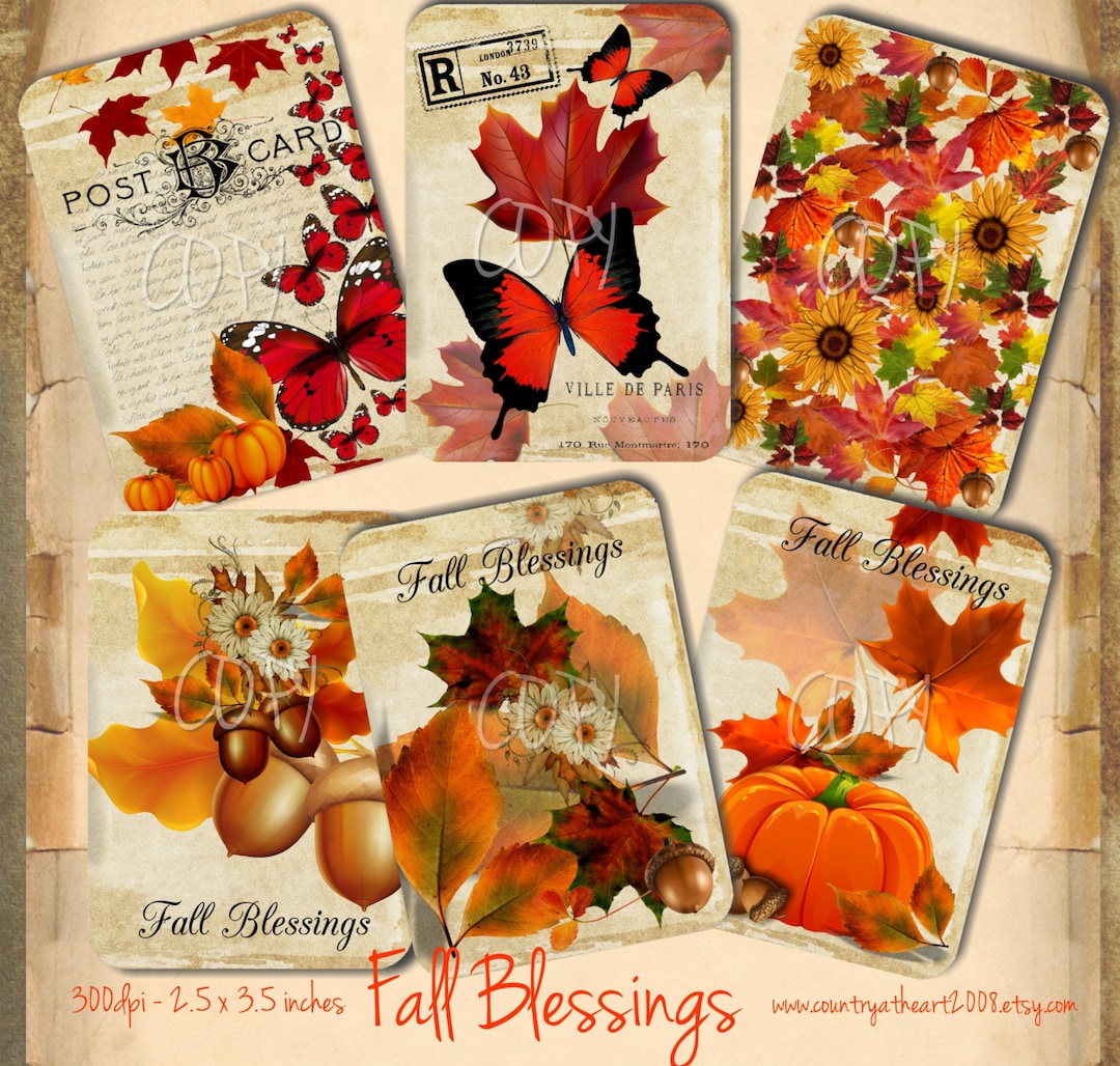 Fall Blessings - Collage Sheet - Printable Download - Gift Tags ...