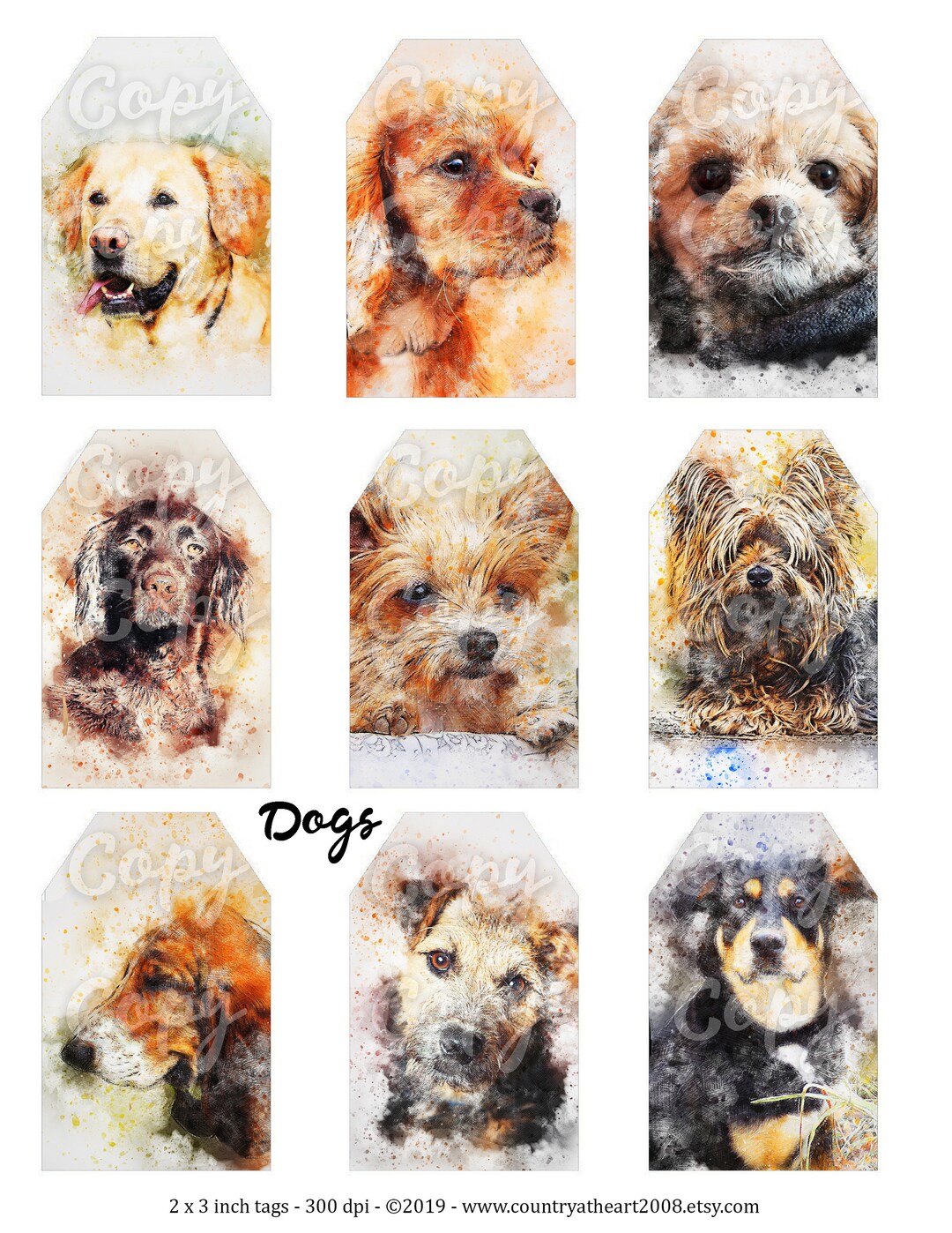 DOGS - Tags - Digital Download - Printable Digital Collage Sheet ...