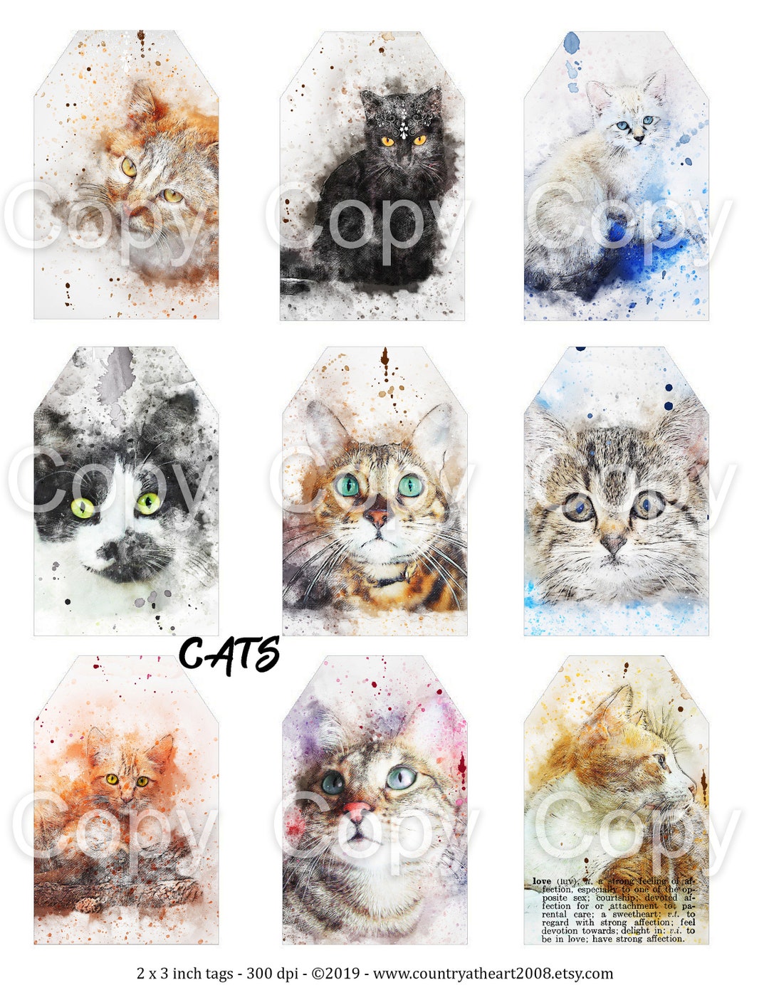 CATS - Tags - Digital Download - Printable Digital Collage Sheet ...