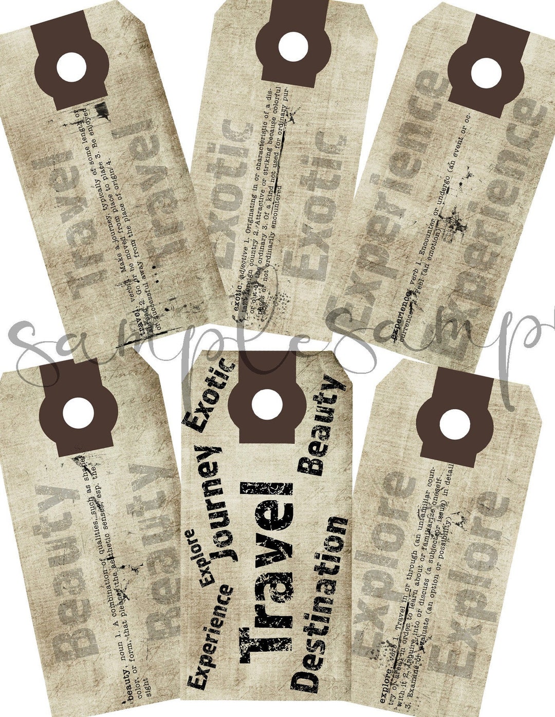 Travel Tags - Digital Download - Printable Digital Collage Sheet ...