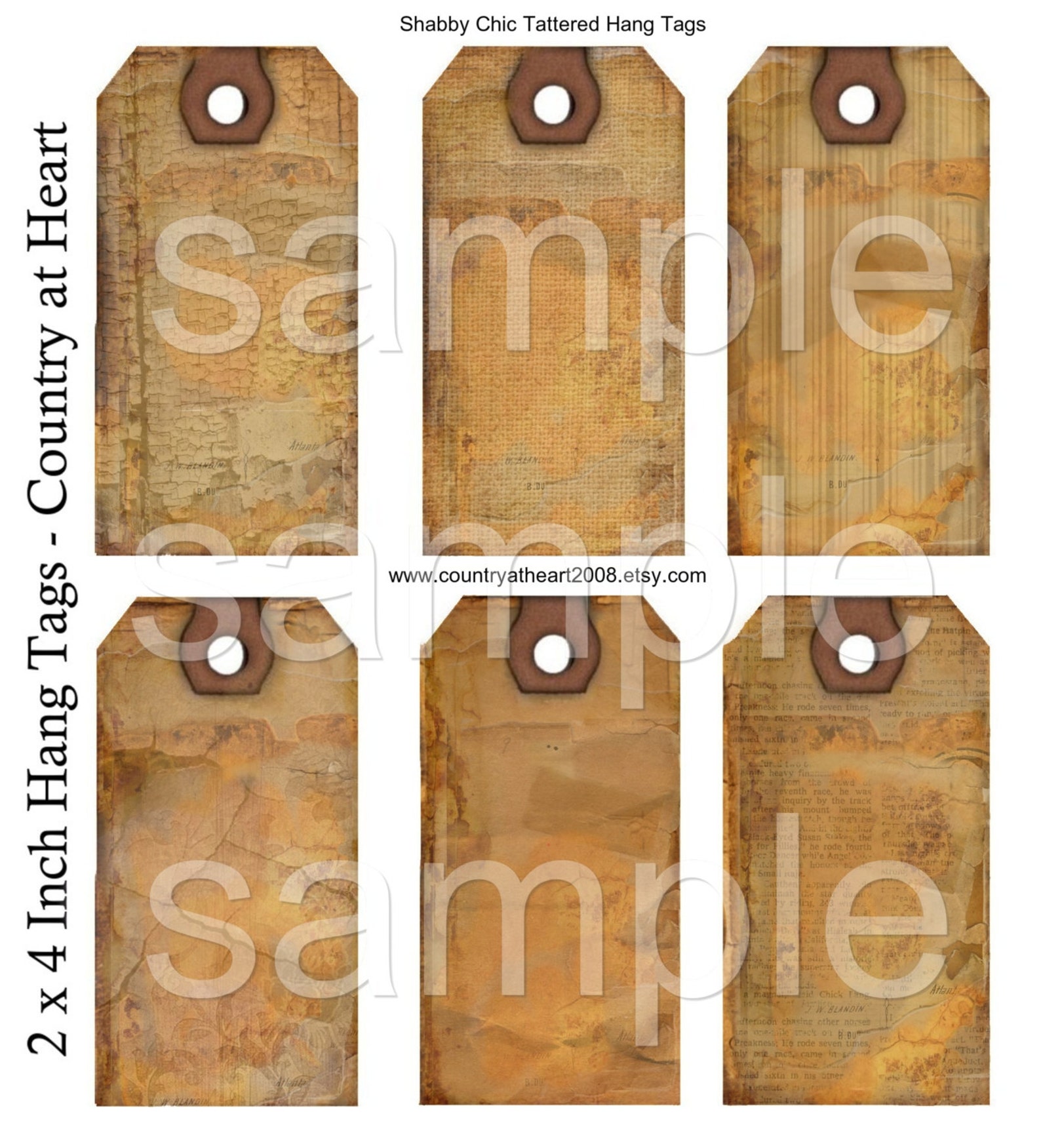 Instant Download Shabby Chic Tattered Hang Tags Digital - Etsy