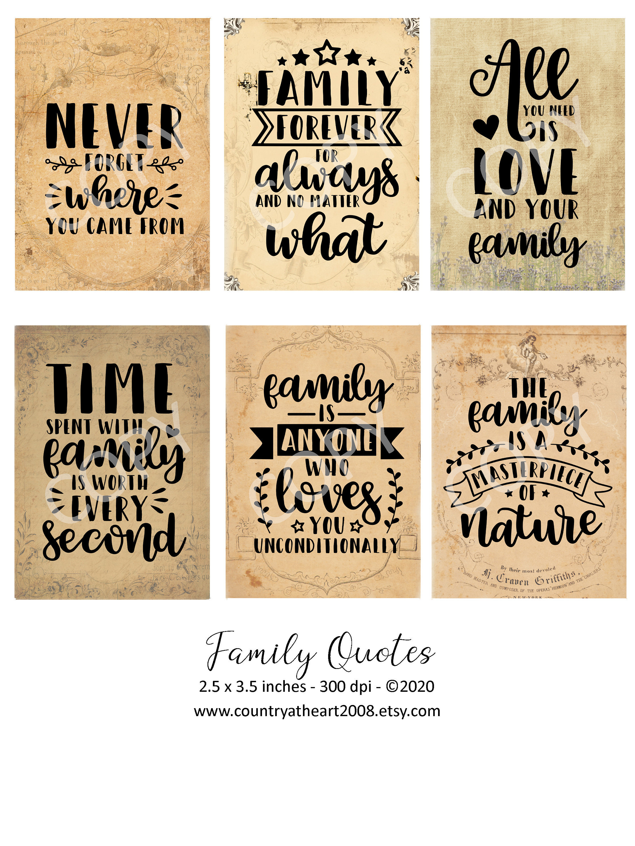 Family Quotes Printable Digital Collage Sheet Digital | Etsy
