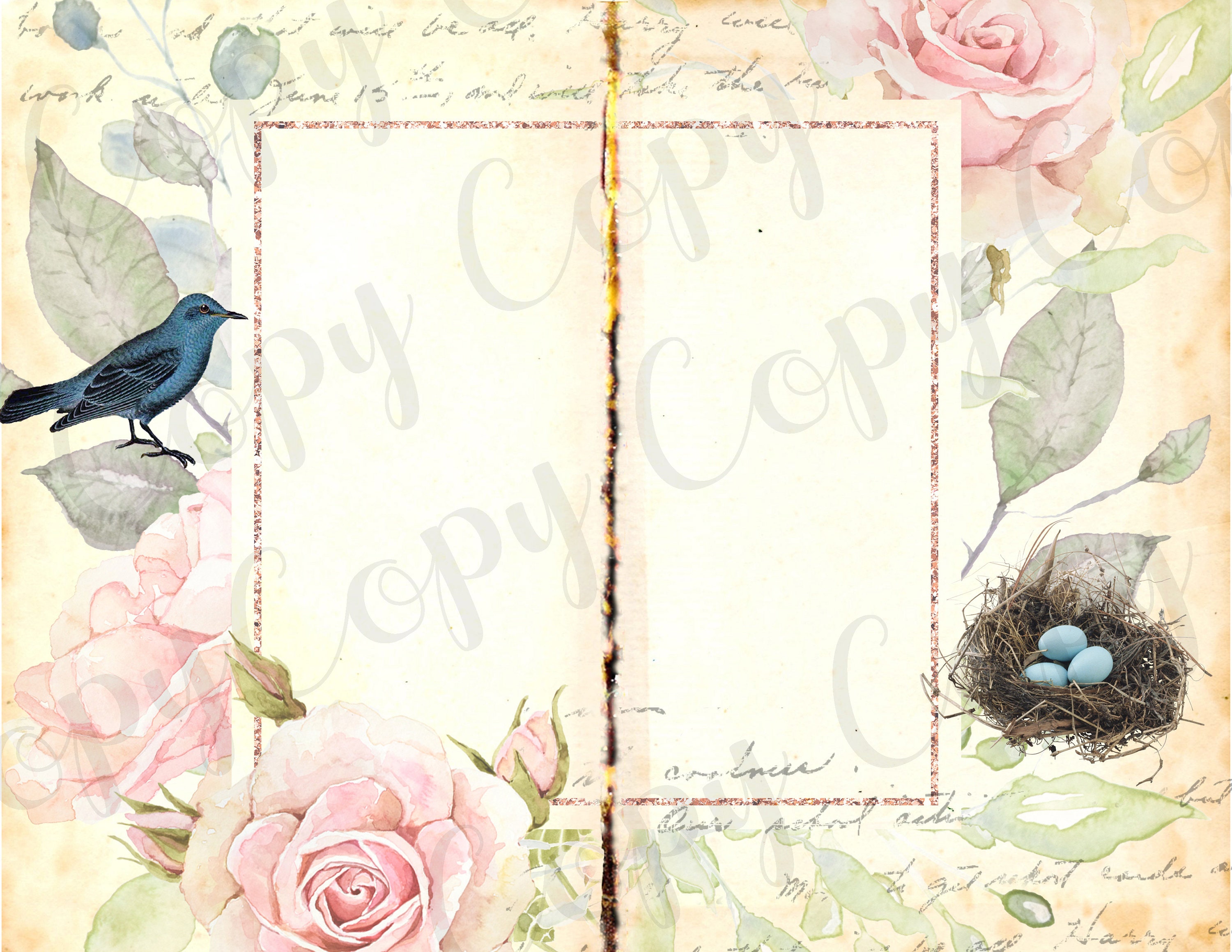 Romance and Roses Journal Paper Kit 6 Full Size Sheets of | Etsy