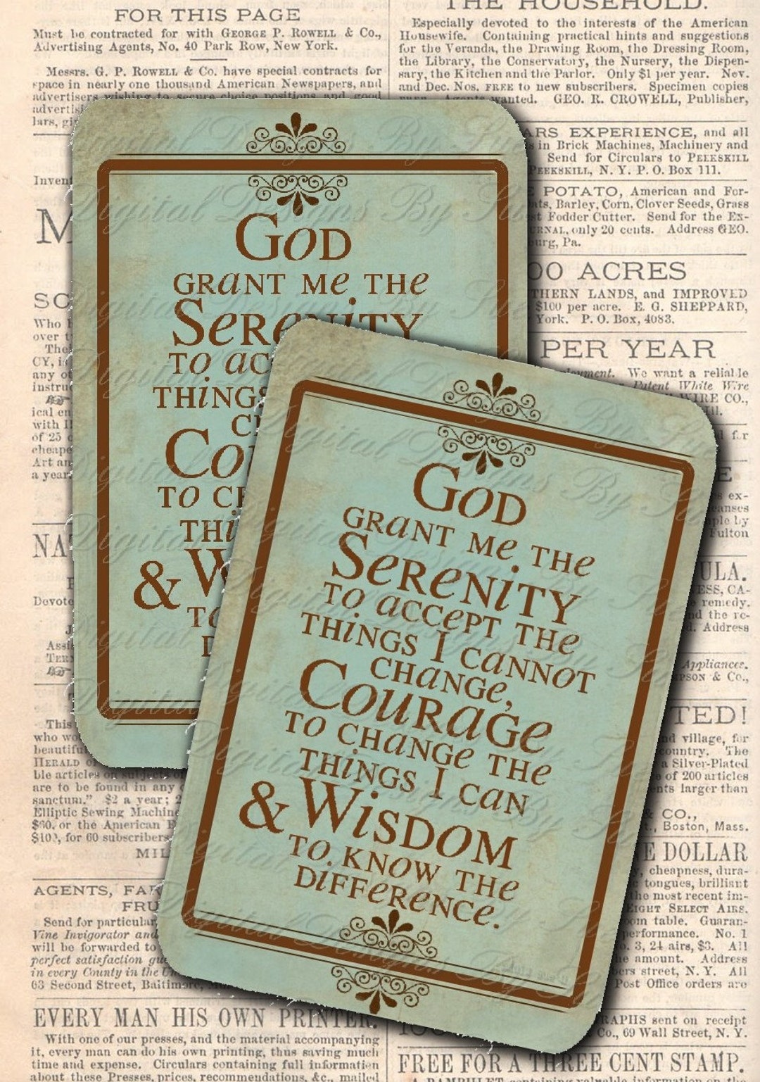 Serenity Prayer Tags Graphics - Printable Digital Collage Sheet ...