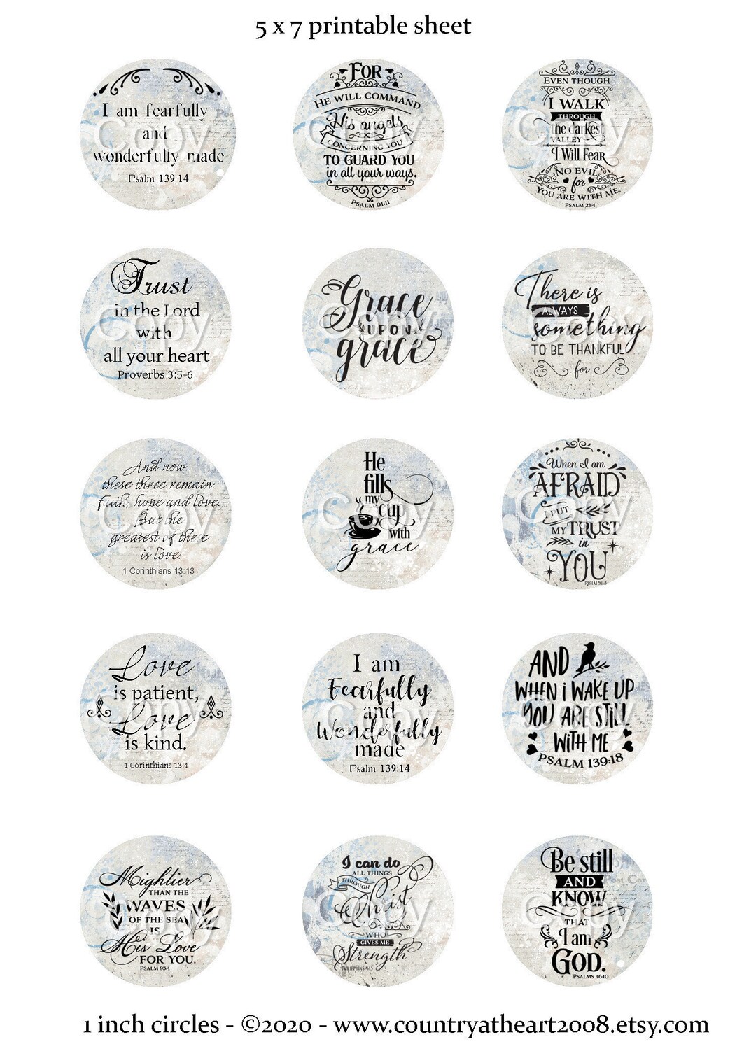 Scripture and Quotes - 1 Inch Circles - Printable Digital Collage Sheet ...