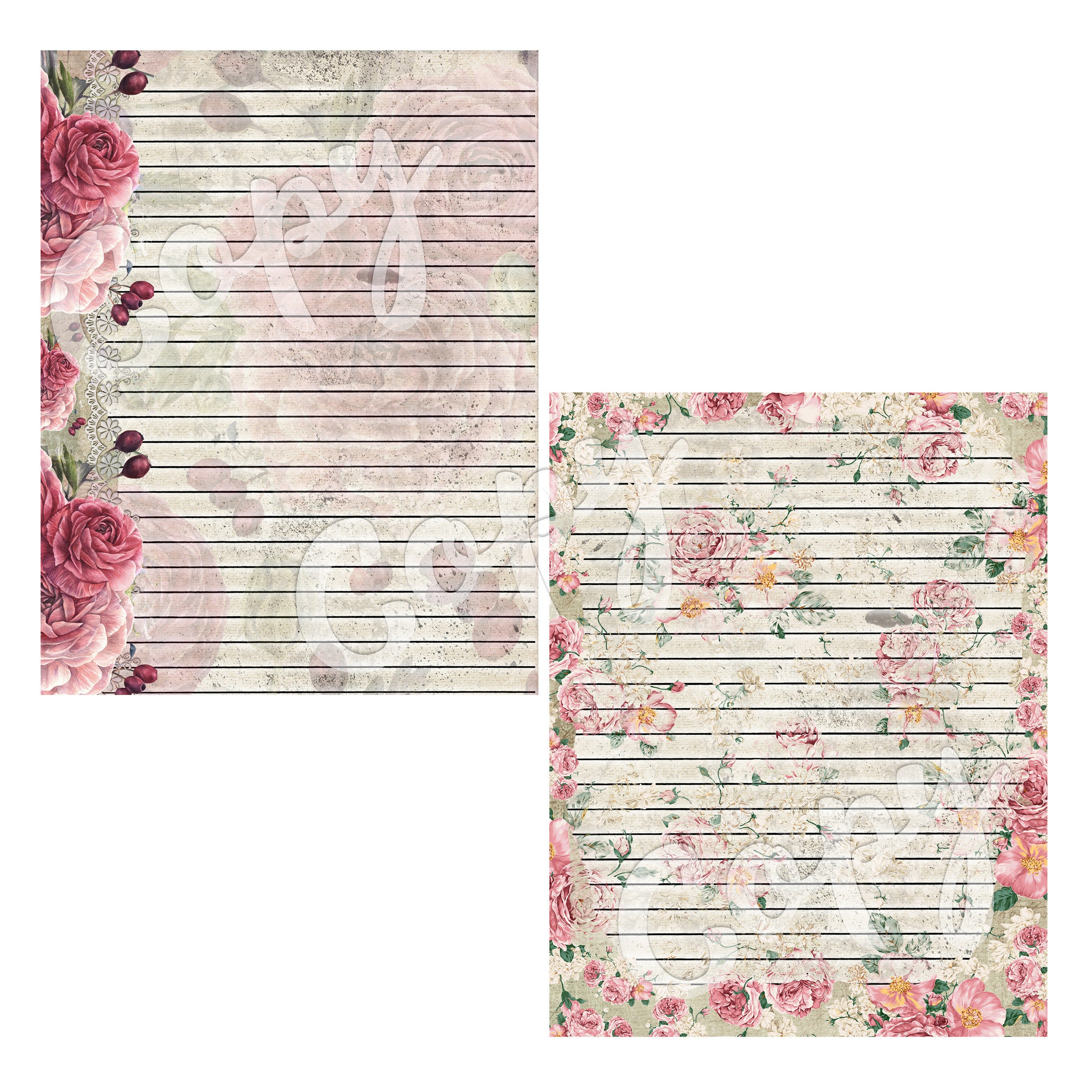 11 Full Size Sheets of Floral Writing Papers Printable - Etsy