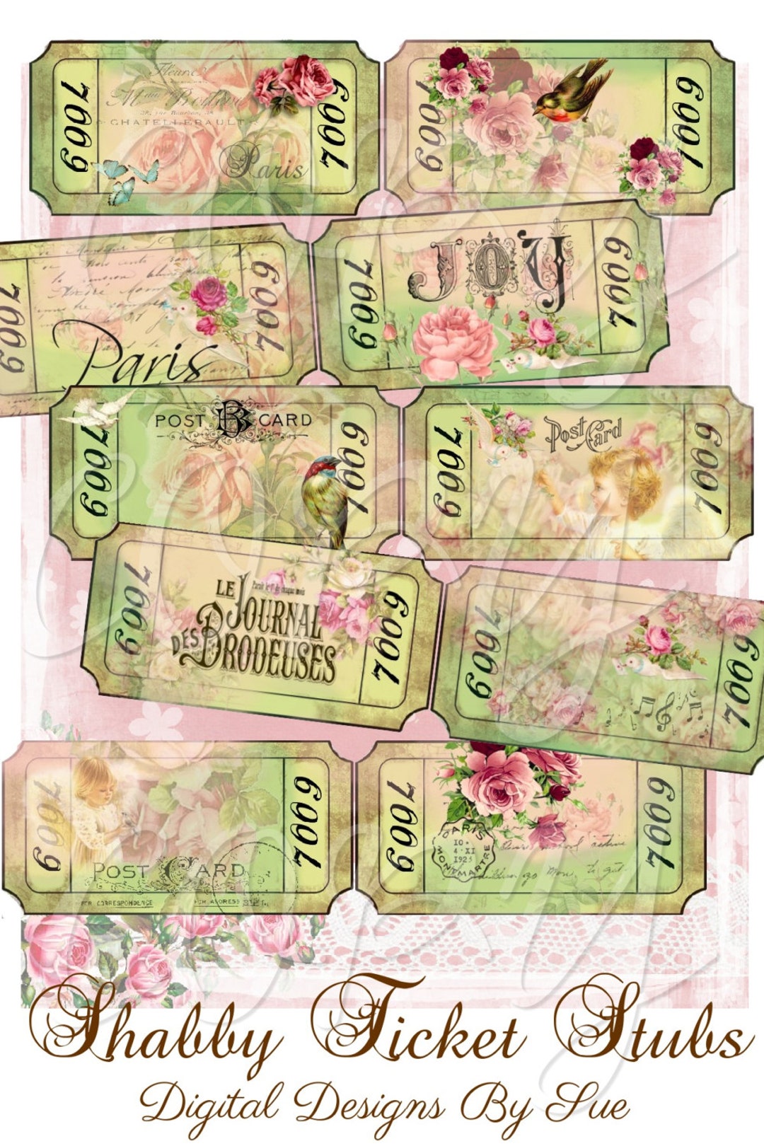 Shabby Ticket Stubs - Transfer Patterns - High Quality Collage Sheet ...