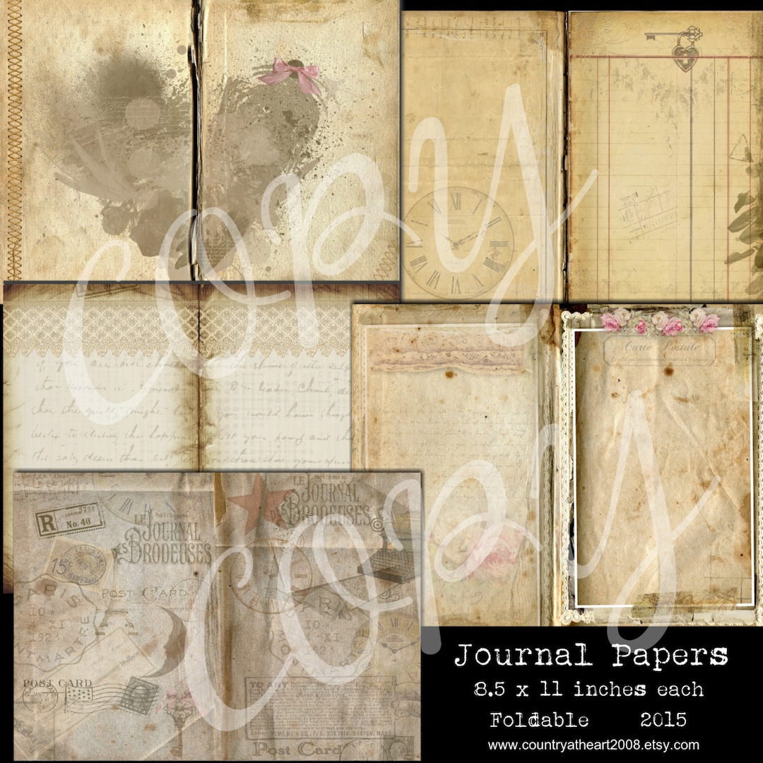 5 Sheet Paper Pack - Journal Paper Set - Printable Digital Collage ...