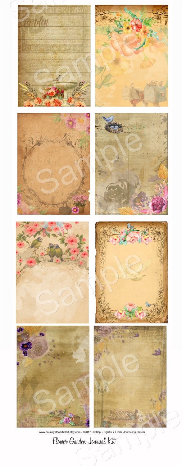 8 Sheet Paper Pack Flower Garden Journaling Kit | Etsy