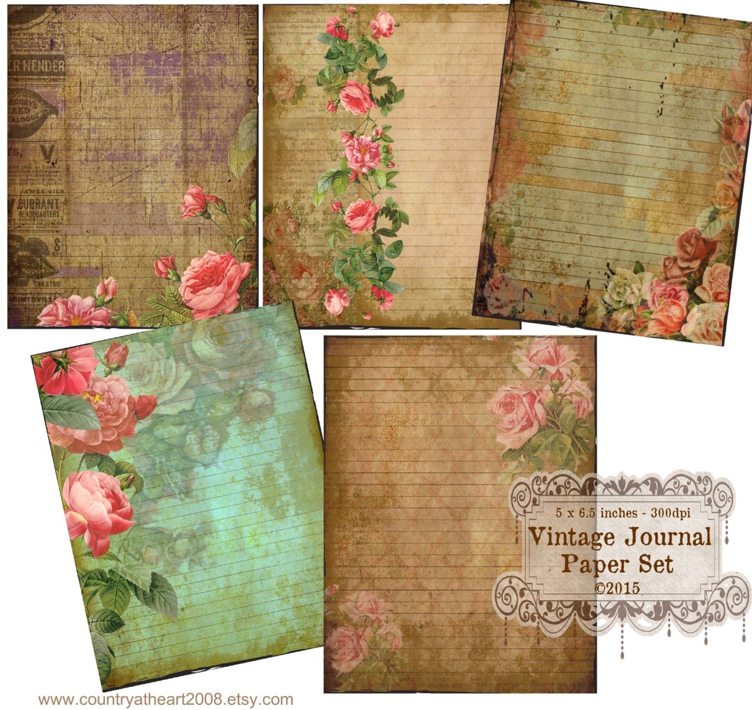 Instant Download Vintage Journal Paper Set Printable - Etsy