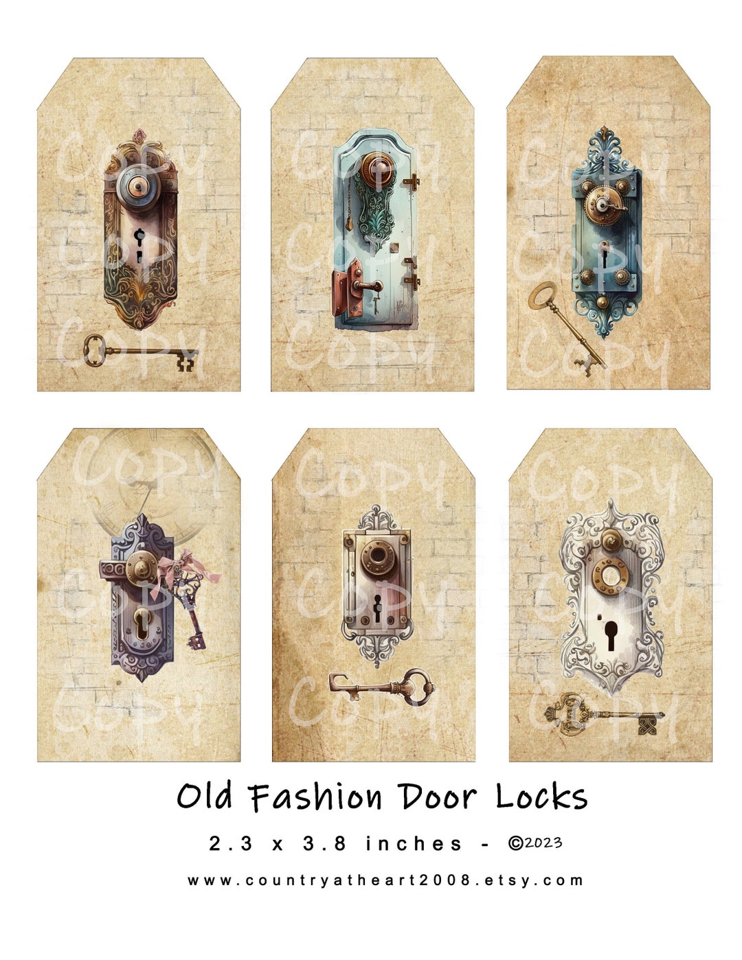 Old Fashion Door Locks - Digital Download - Printable Digital Collage ...