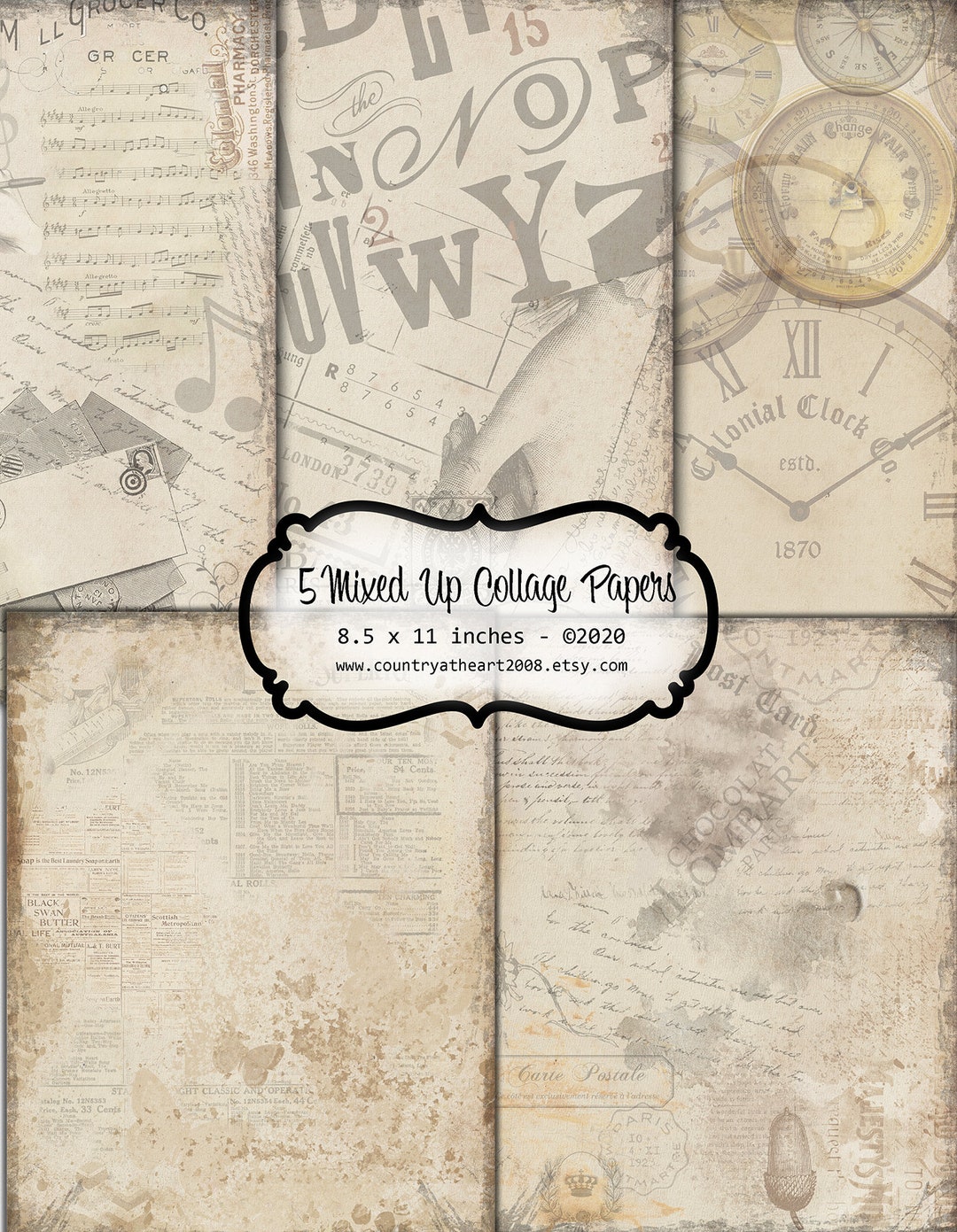 Instant Download Mixed up Collage Paper Pack Printable - Etsy