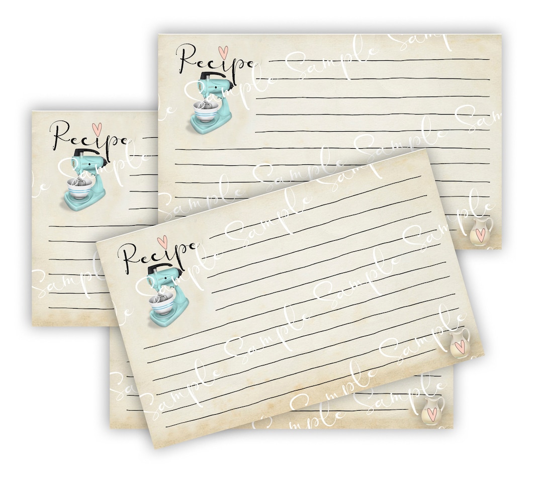Cute Recipe Cards - Printable Digital Collage Sheet - Digital Download ...