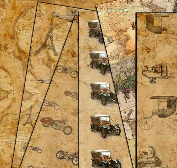 6 Printable Papers Travel Paper Pack Digital Printable | Etsy