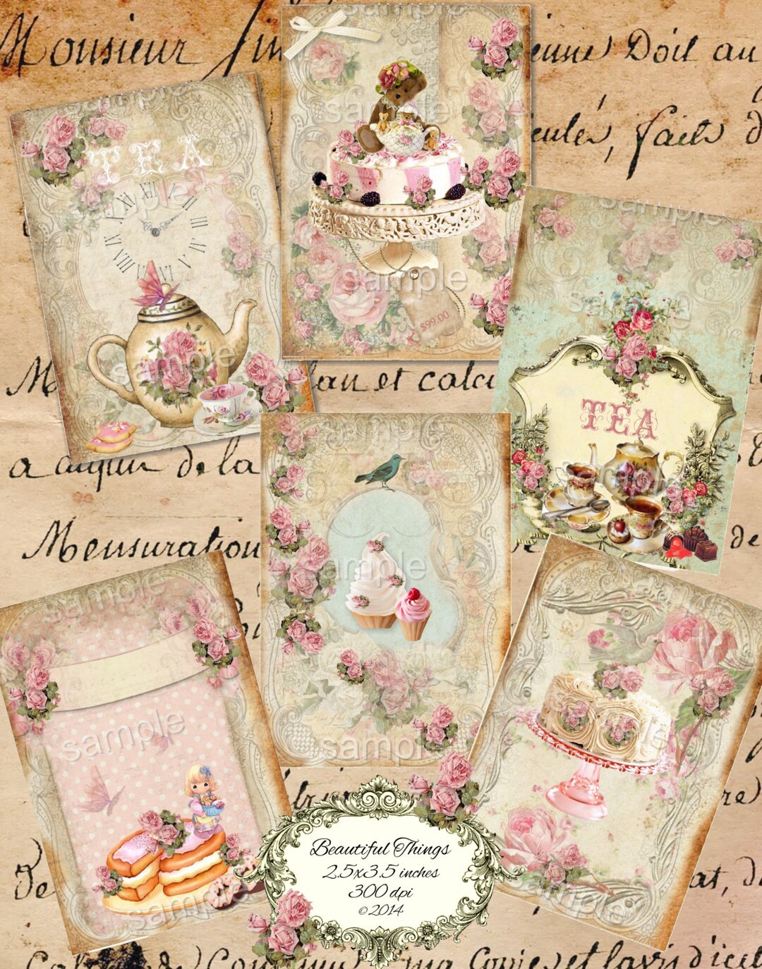 Beautiful Things -digital Printable Collage Sheet - Set of 6 - ACEO ...