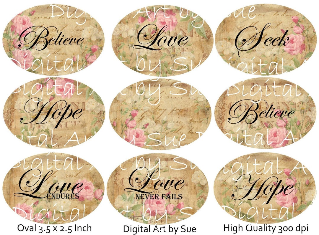 Instant Download Word Ovals - Printable Digital - Art - Images - Etsy