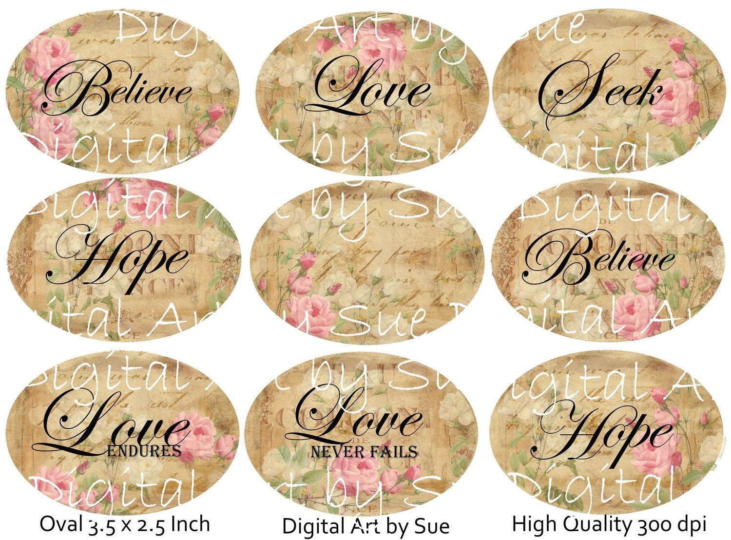 Instant Download Word Ovals Printable Digital Art Images - Etsy