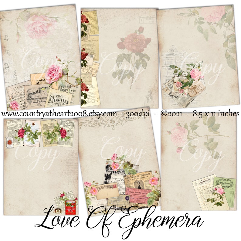 Love of Ephemera Paper Pack Gorgeous Paper Printable - Etsy