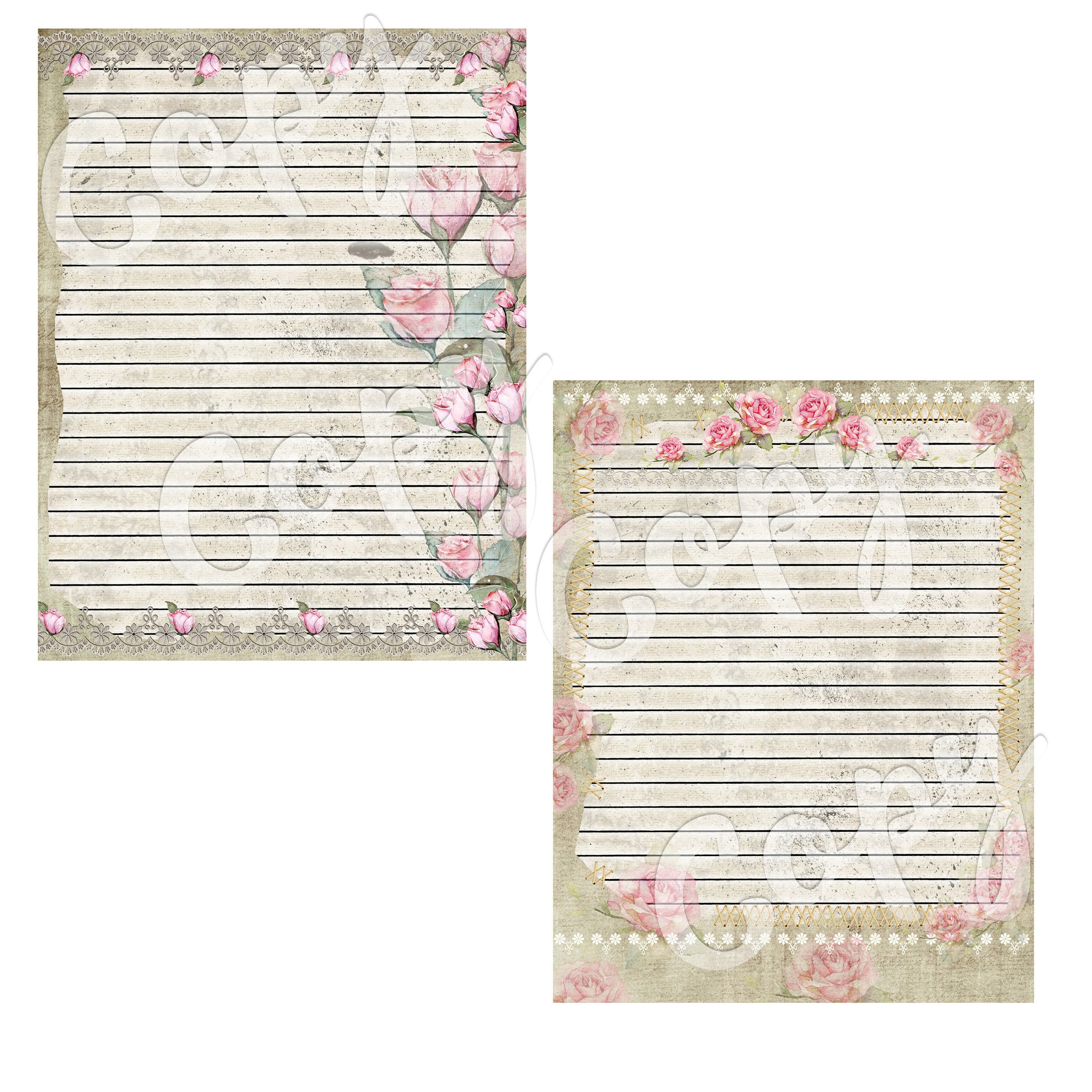 11 Full Size Sheets of Floral Writing Papers Printable - Etsy