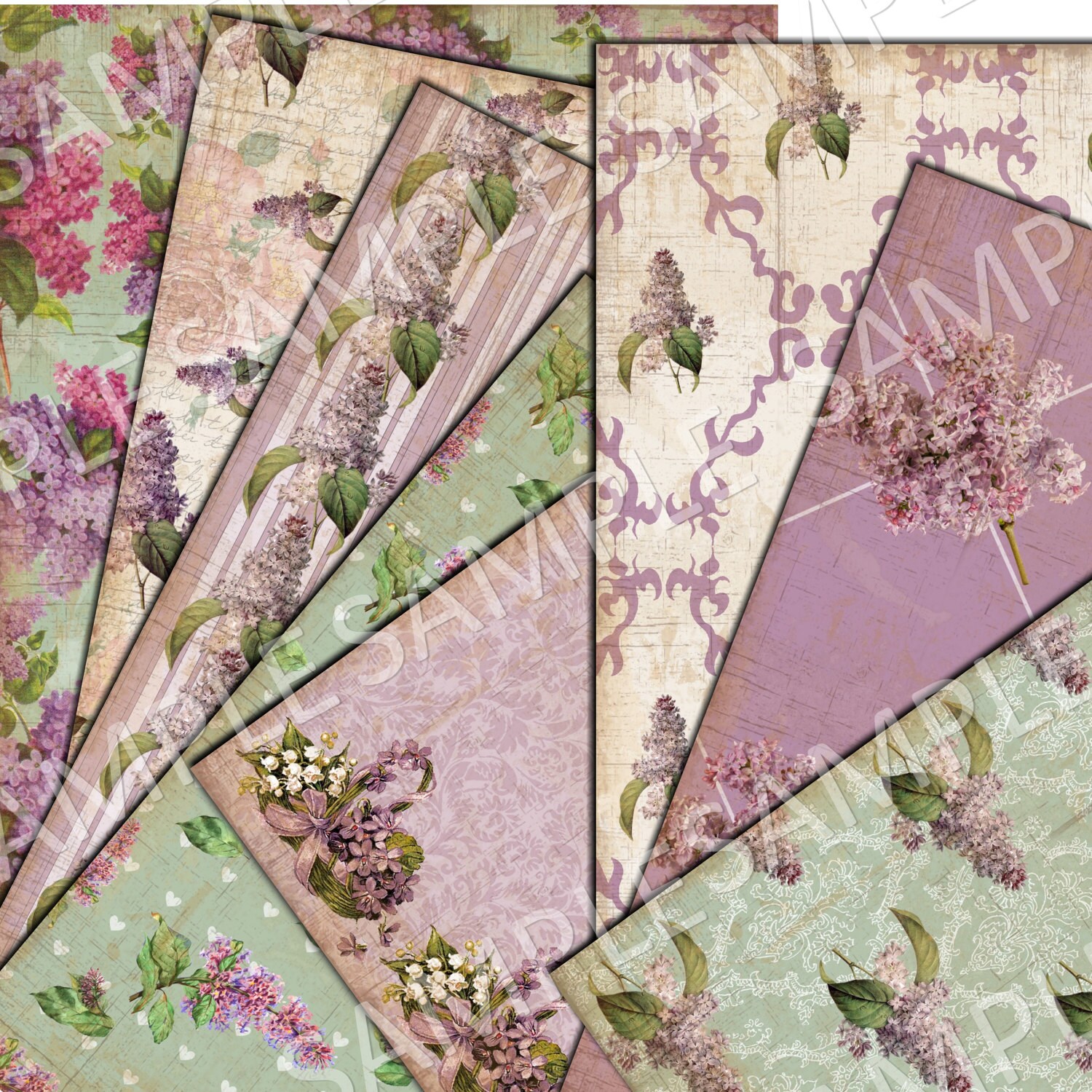 8.5 X 11 Inches - Vintage Lilac Paper Pack - Printable Collage Sheet ...