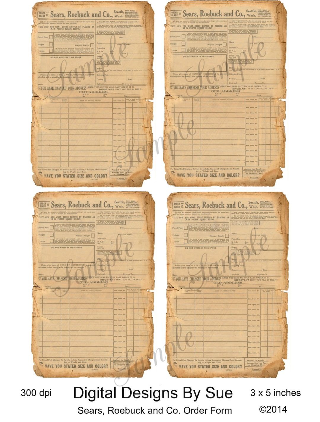 Vintage Sears Roebuck and Company Order Form - Printable Digital ...