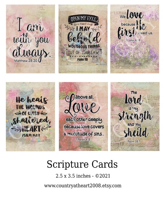 Scripture Cards Printable Digital Collage Sheet Digital | Etsy