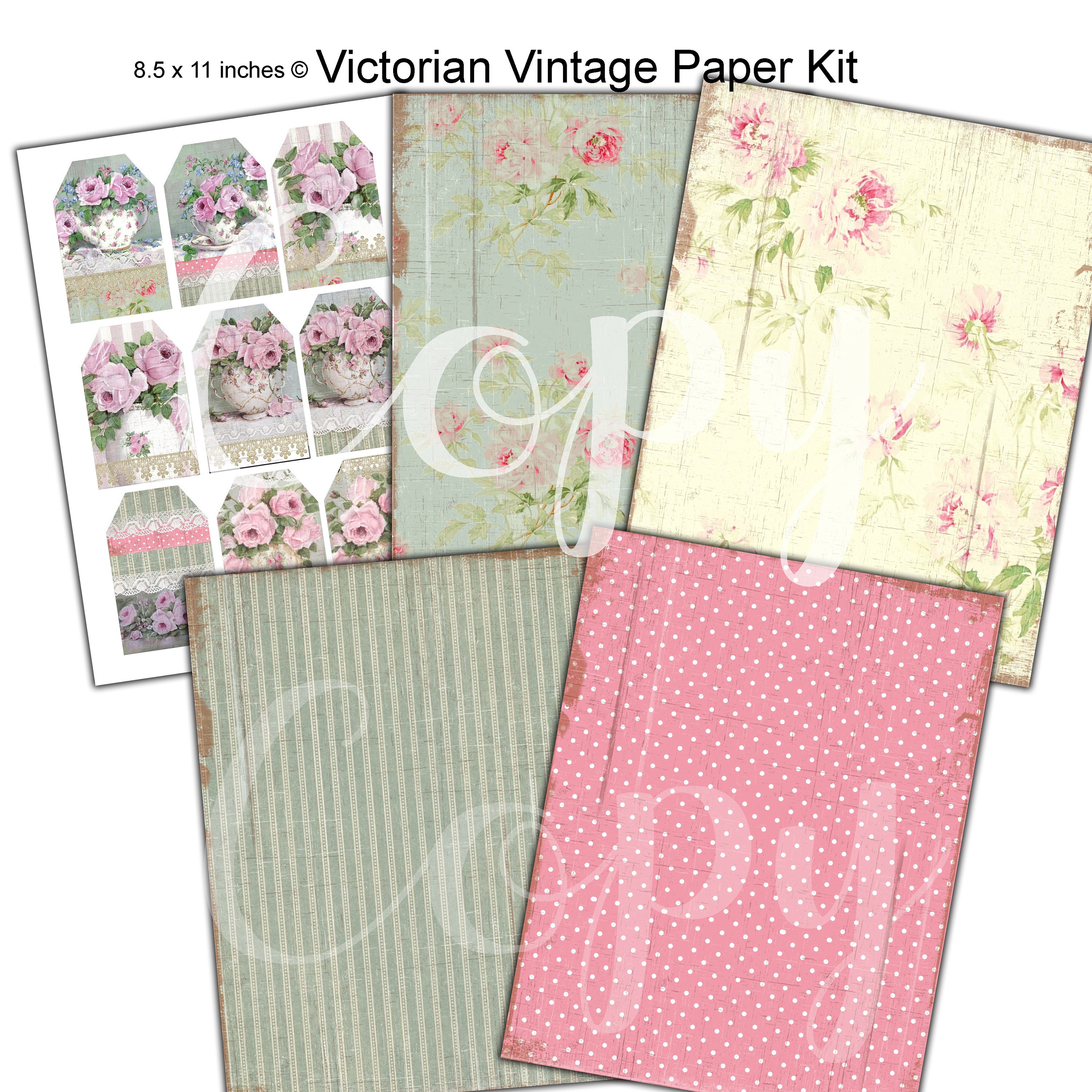 Victorian Vintage Paper Kit Gorgeous Paper Set Printable | Etsy
