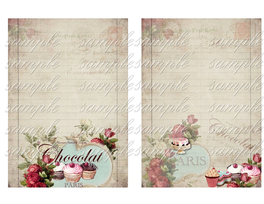 5 Sheets of Paper - Sweet Treats Paper Pack- U Print Digital Download ...