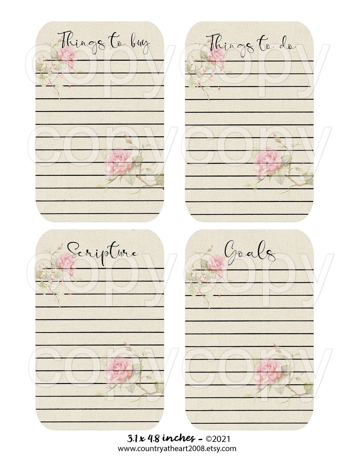 Journal Cards Printable Digital Collage Sheet Digital | Etsy