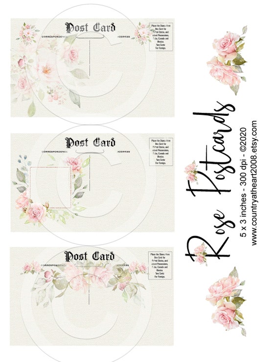 Instant Download Rose Postcards Digital Download | Etsy