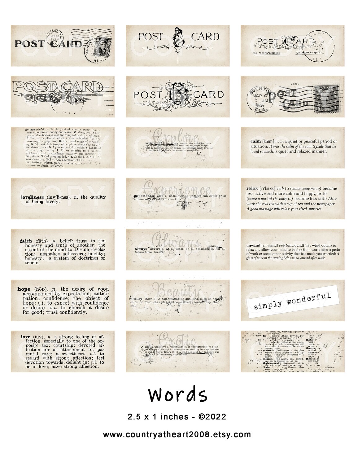 Words Definitions Printable Digital Art Scrapbook | Etsy