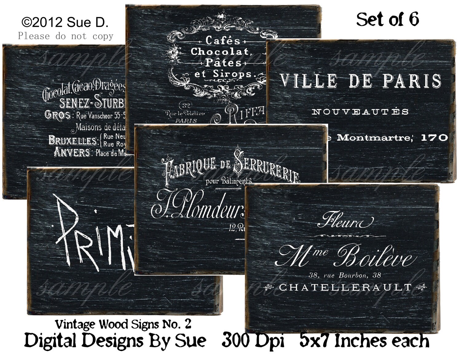 Vintage Wood Chalk board Signs Paper Pack Set of 6 U | Etsy