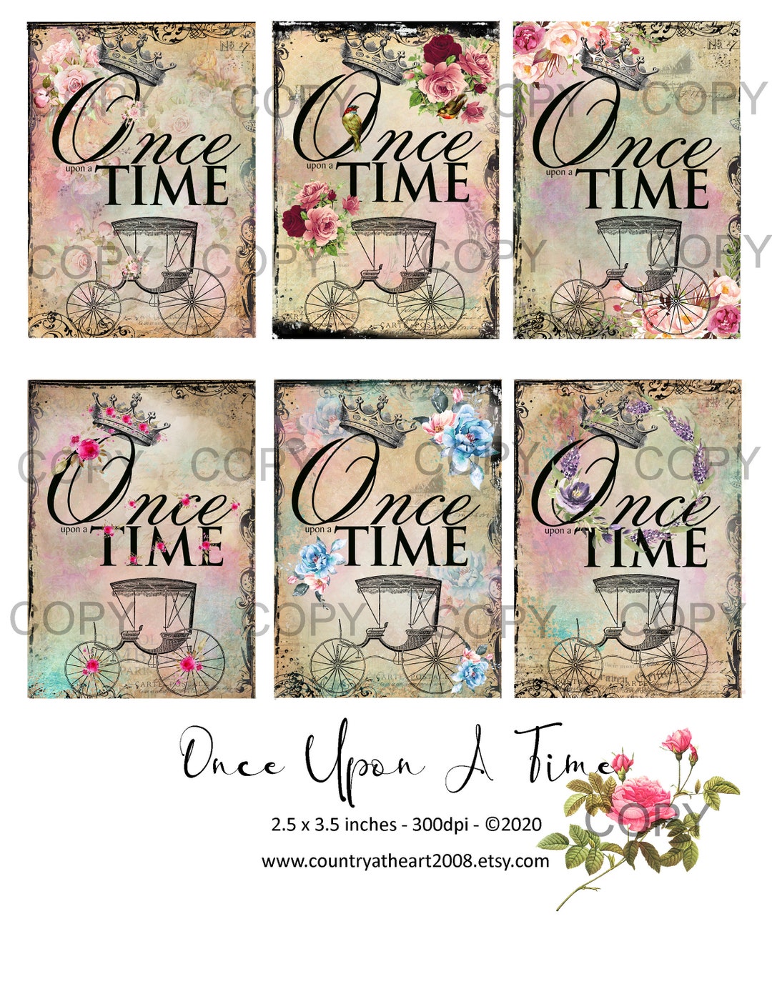 Once Upon A Time - 2.5 X 3.5 Inches - Printable Digital Collage Sheet ...