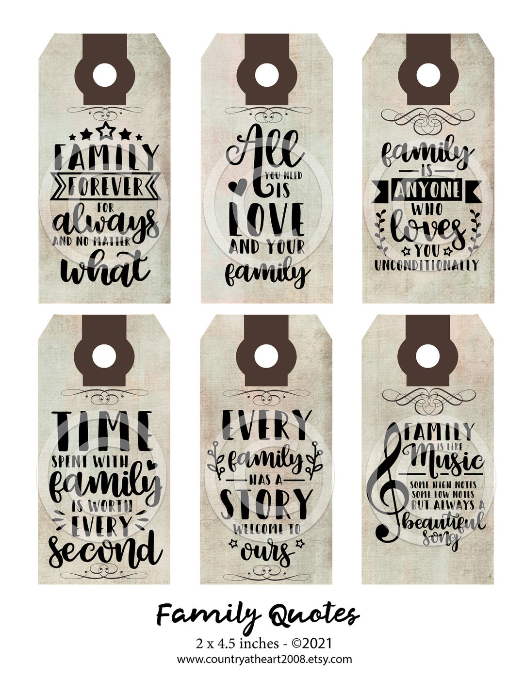 Family Quote Tags - Digital Download - Printable Digital Collage Sheet ...
