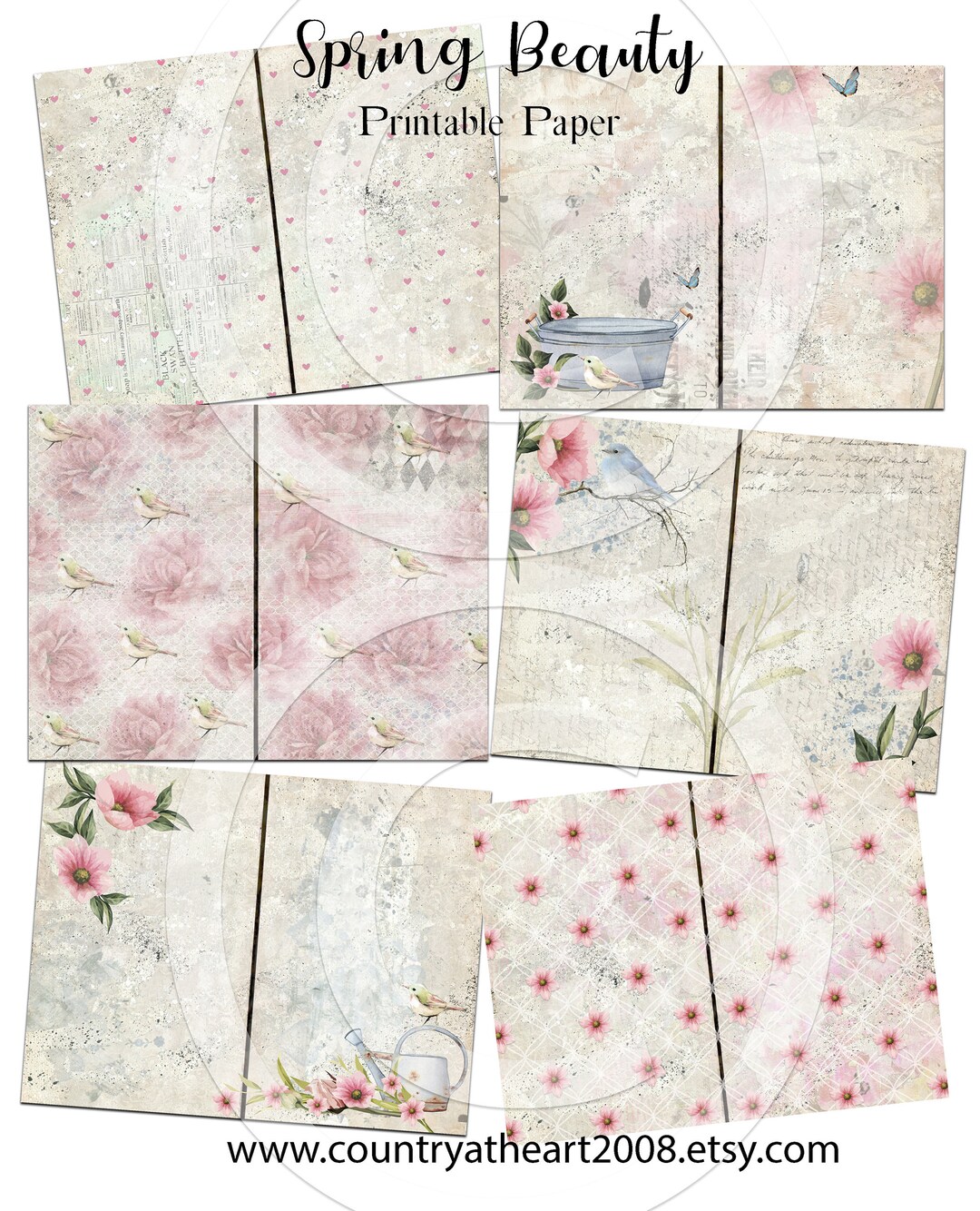 Spring Beauty - Printable Paper - Landscape - 6 Full Size Sheets of ...