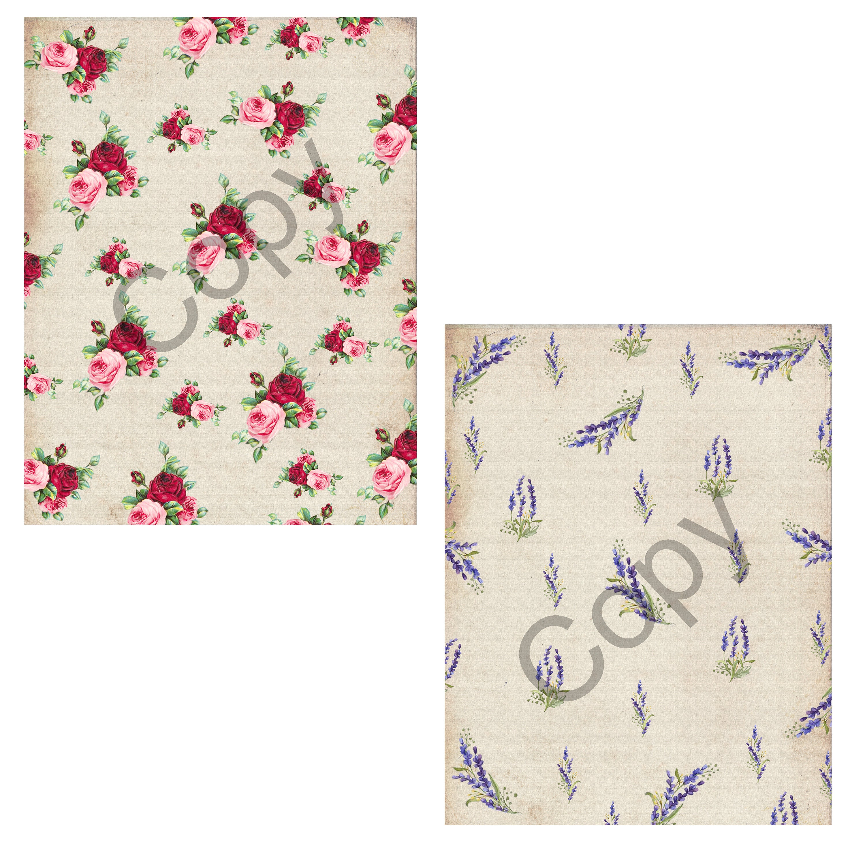 Floral Papers Printable Paper 6 Full Size Sheets of - Etsy