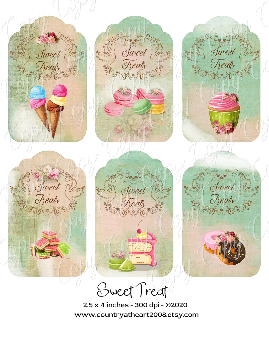 Sweet Treat Tags - Digital Download - Printable Digital Collage Sheet ...
