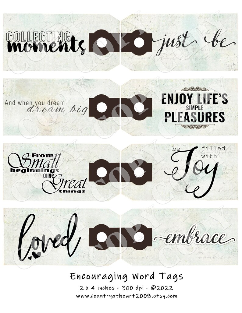 Encouraging Word Tags Printable Digital Collage Sheet - Etsy