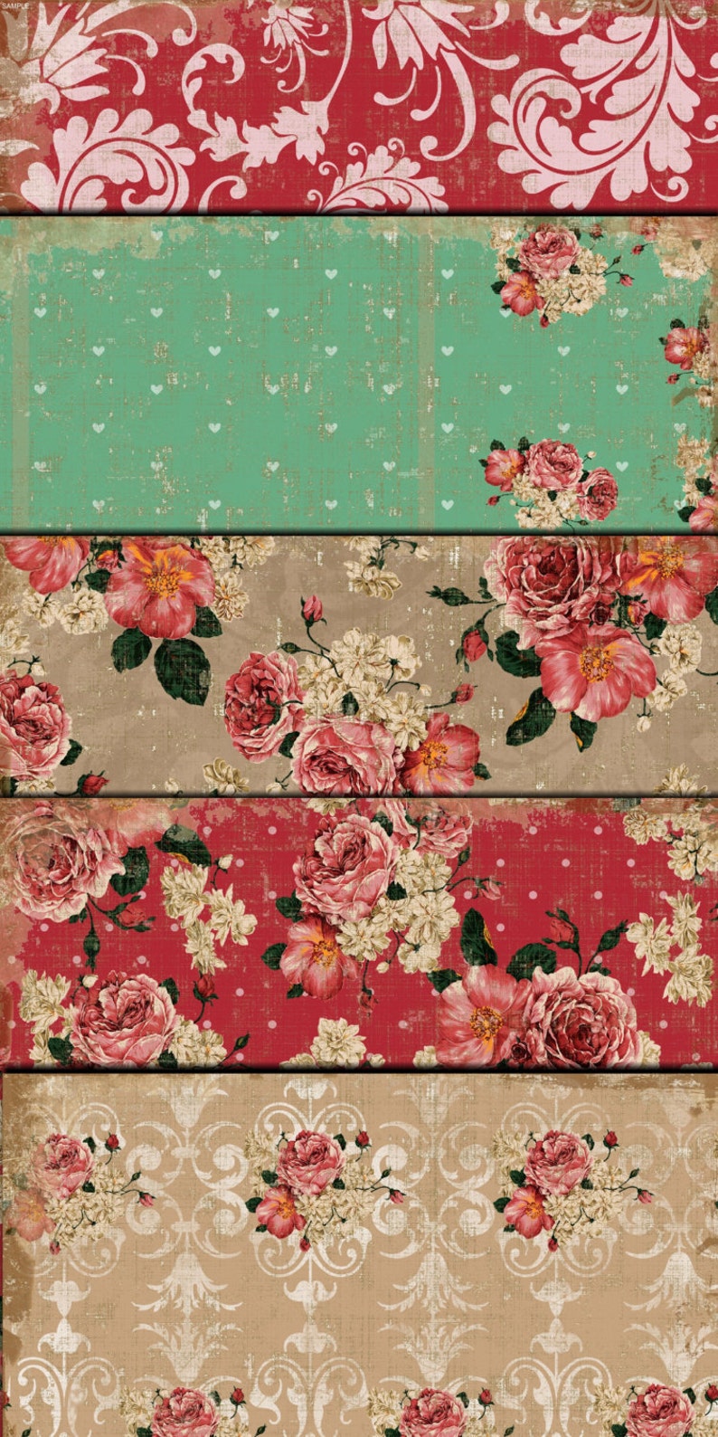 French Charm Gorgeous Paper Set Printable Digital Collage - Etsy