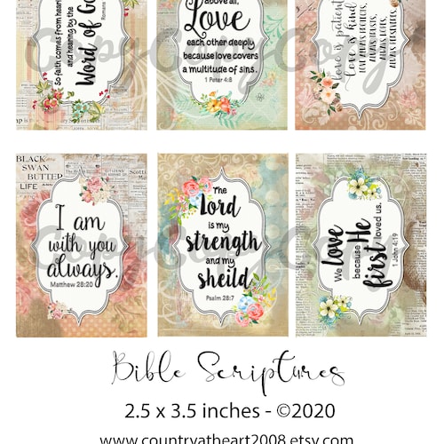Scripture Cards Printable Digital Collage Sheet Digital | Etsy