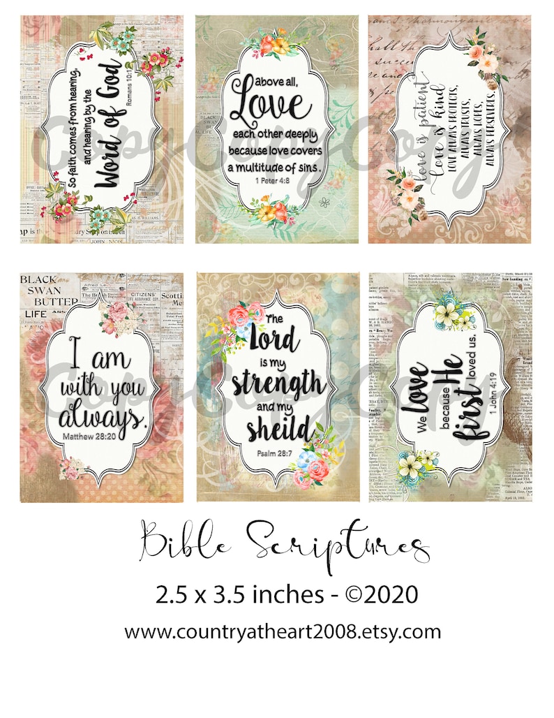 Bible Scriptures Printable Digital Collage Sheet Digital | Etsy