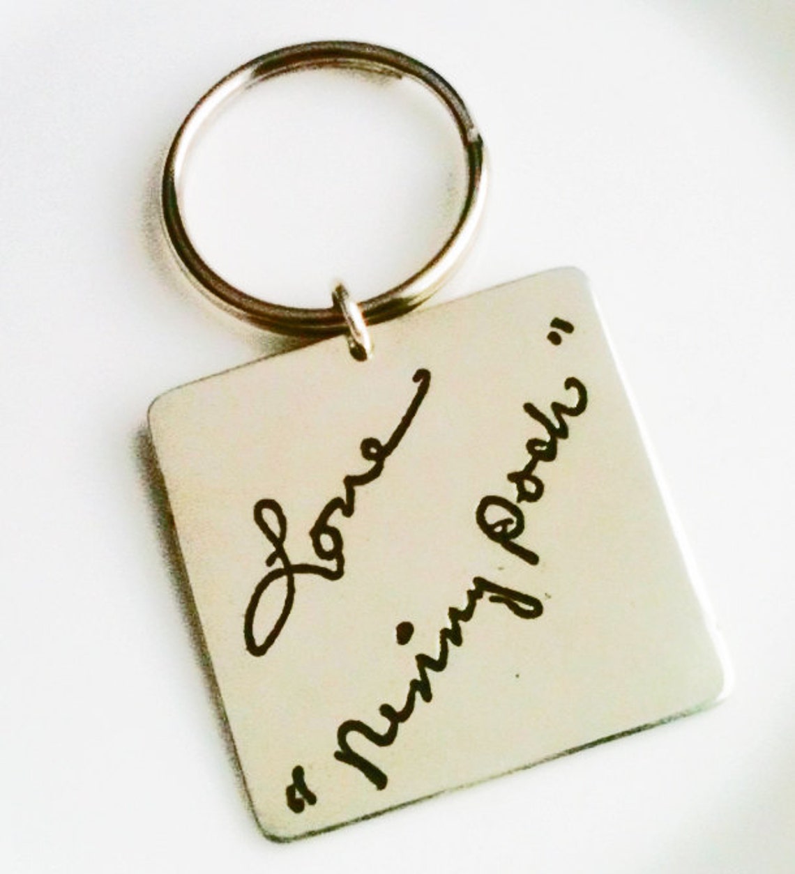 Free Shipping Handwriting Keychain Personalized Silver Key | Etsy
