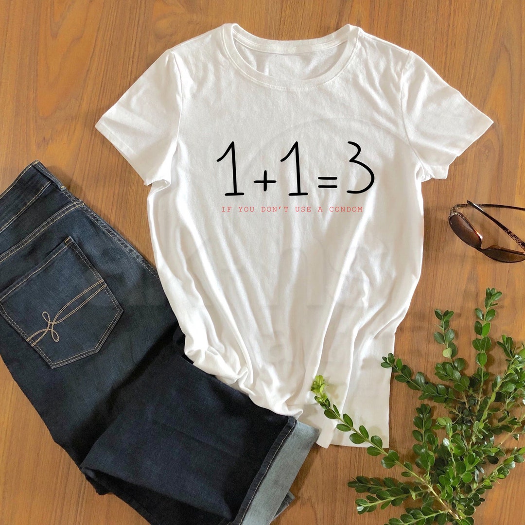 Women and Men's T-shirt 1+1=3, Funny Design With Multi Colored Shirts ...