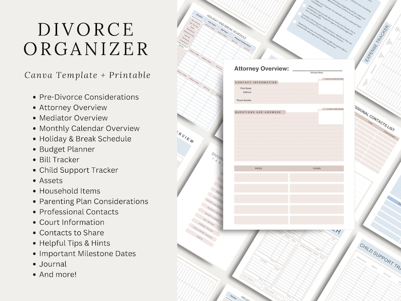 40 Page Canva Divorce Planner Organizer Template Bundle, Planning Book ...
