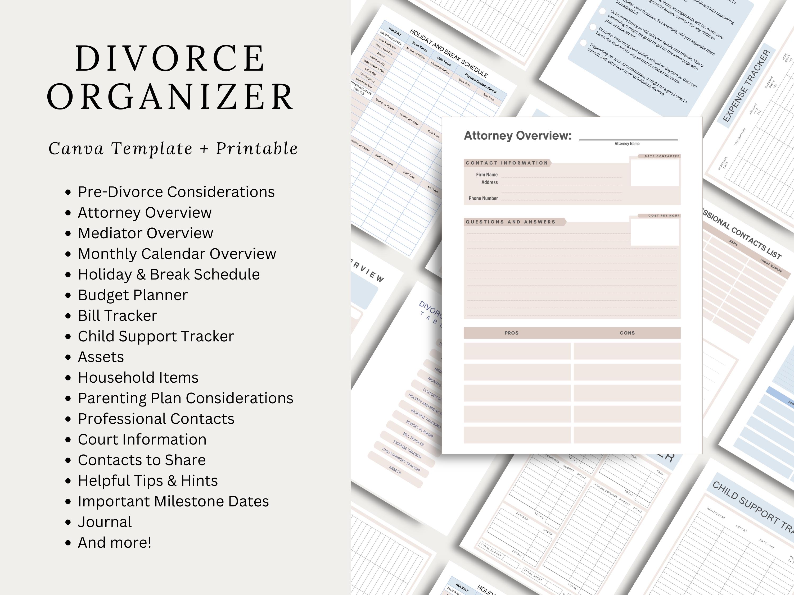 40 Page Canva Divorce Planner Organizer Template Bundle, Planning Book ...