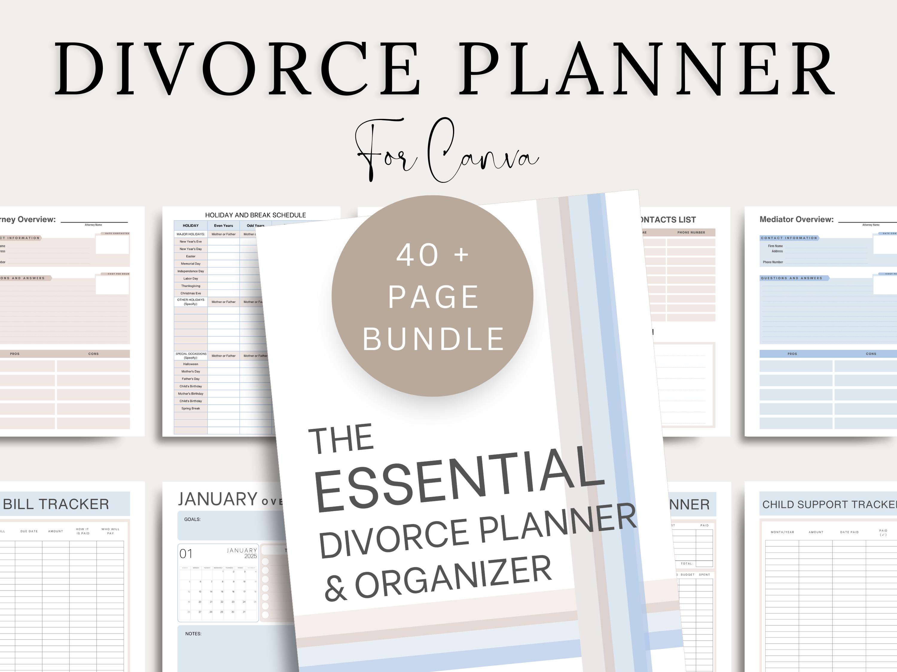 40 Page Canva Divorce Planner Organizer Template Bundle, Planning Book ...
