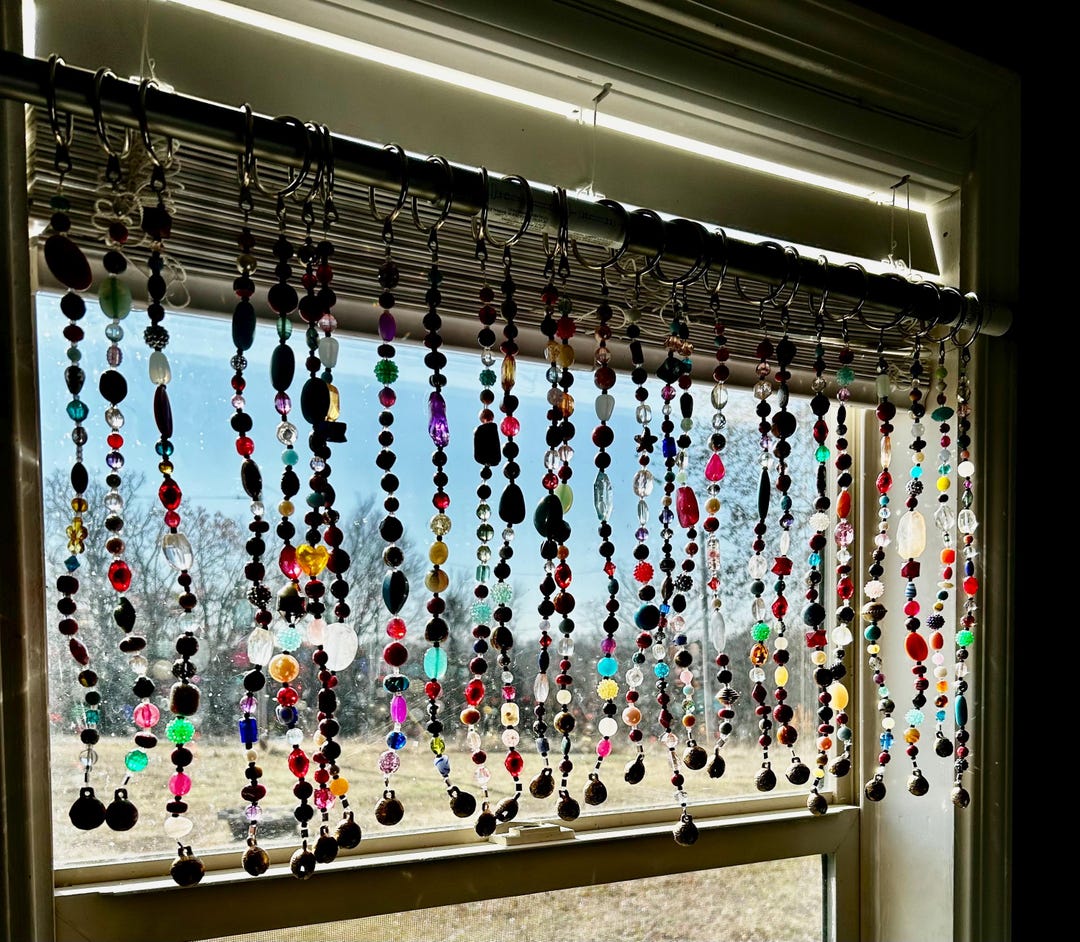 Beaded Valance Window Treatment Suncatcher Boho/hippie Window ...