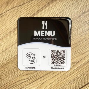 3.93inch X 3.93inch QR Code NFC Menu Plate Digital Menu Sticker Round ...