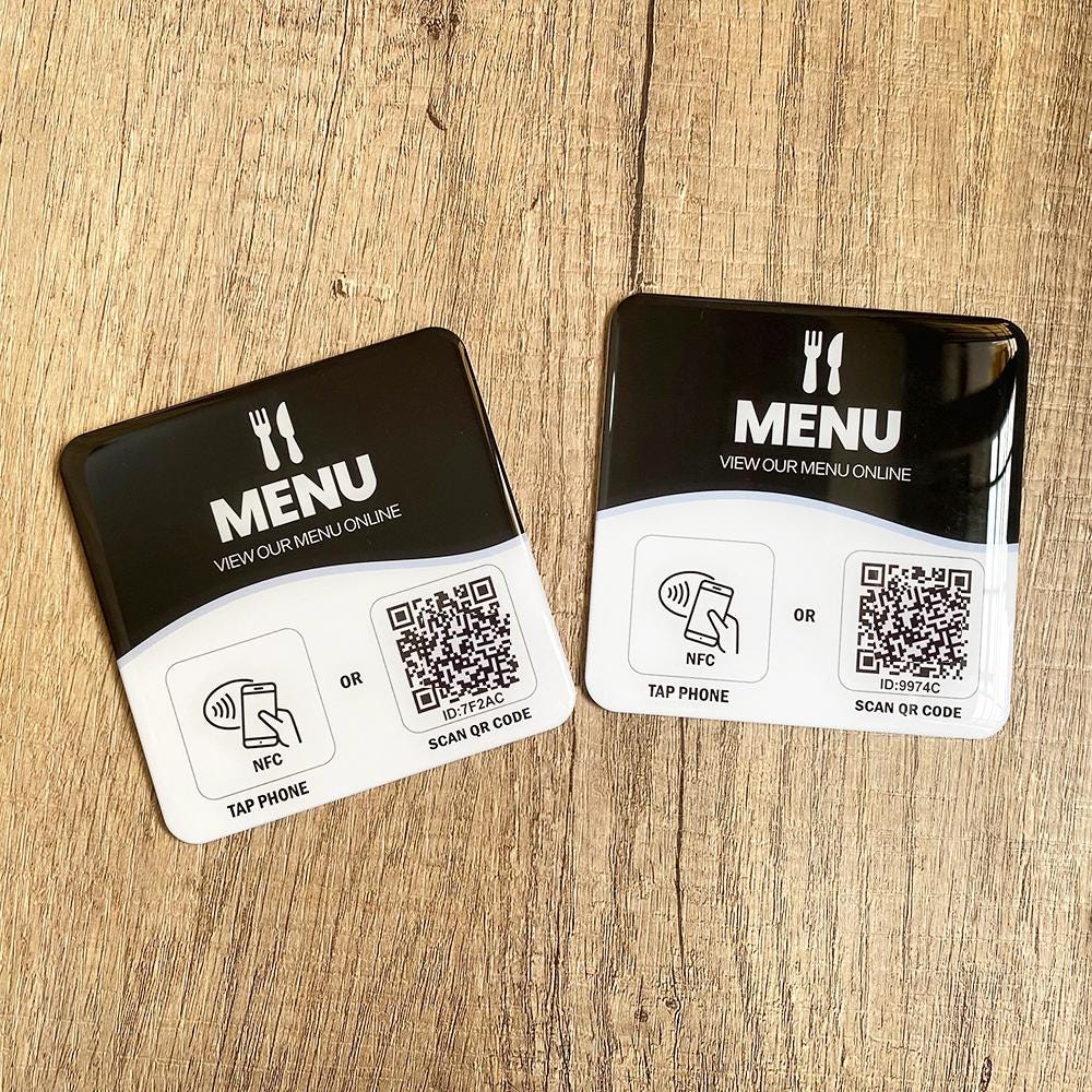 3.93inch X 3.93inch QR Code NFC Menu Plate Digital Menu Sticker Round ...
